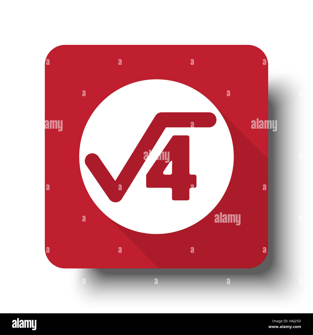 Flat Square Root web icon on red button with drop shadow Stock Photo ...