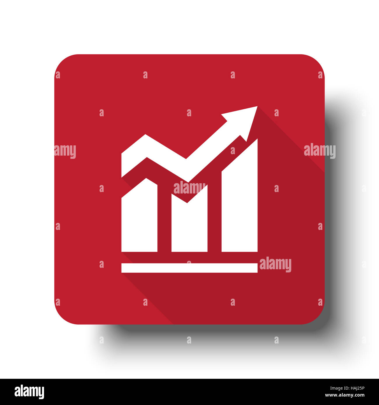 Flat Trend web icon on red button with drop shadow Stock Photo - Alamy