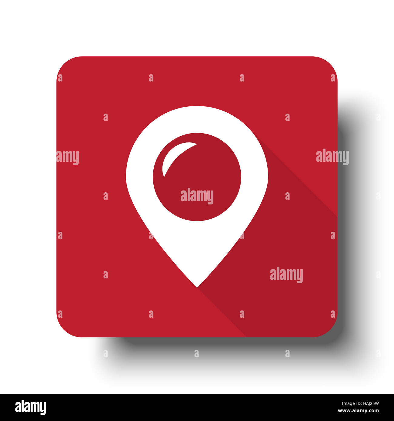 Flat Place web icon on red button with drop shadow Stock Photo - Alamy