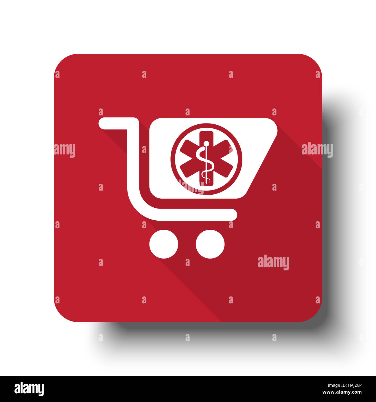Flat Pharmacy Store web icon on red button with drop shadow Stock Photo ...