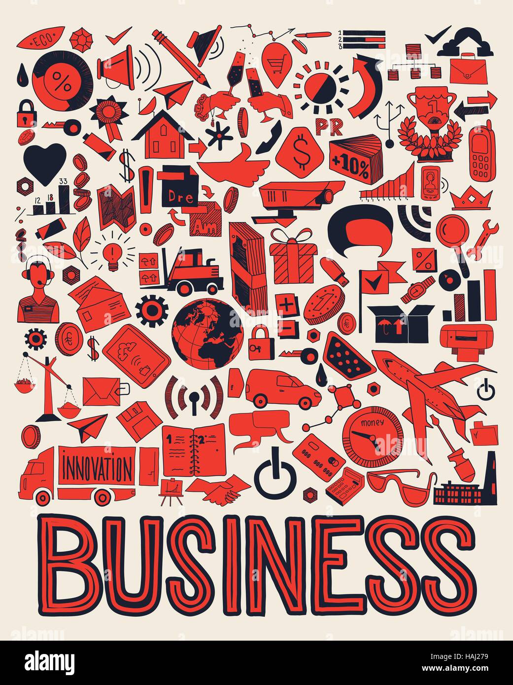 Big set of cartoon icons, pictograms, and simple characters Stock ...