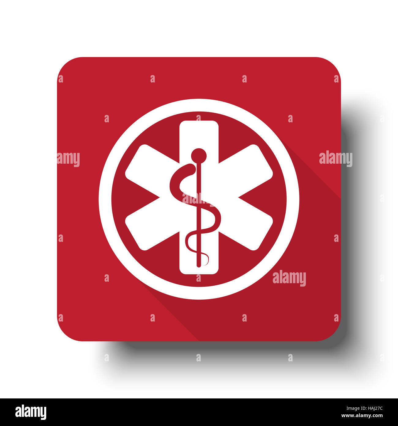 Flat Medical web icon on red button with drop shadow Stock Photo - Alamy