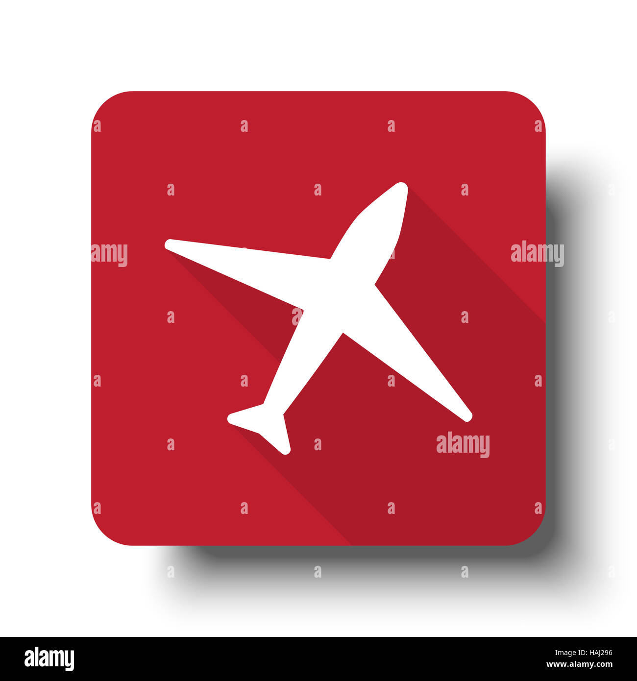 Flat Airplane web icon on red button with drop shadow Stock Photo - Alamy