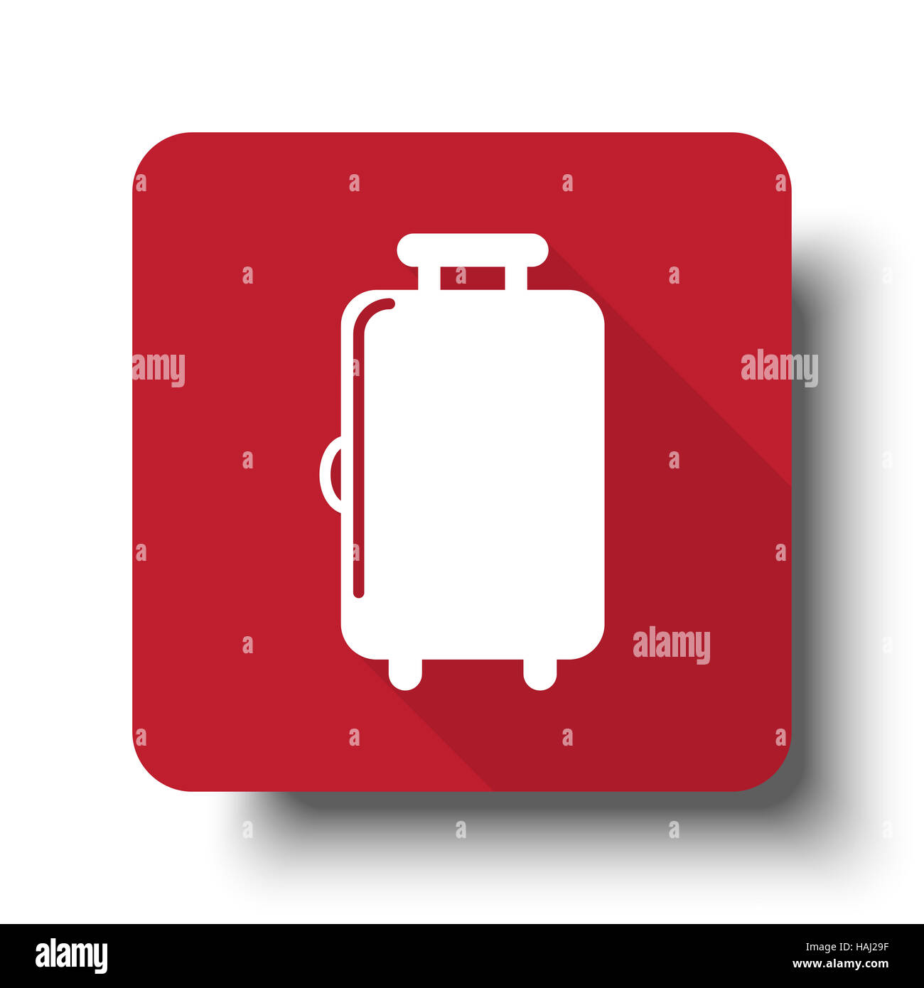Flat Luggage web icon on red button with drop shadow Stock Photo - Alamy