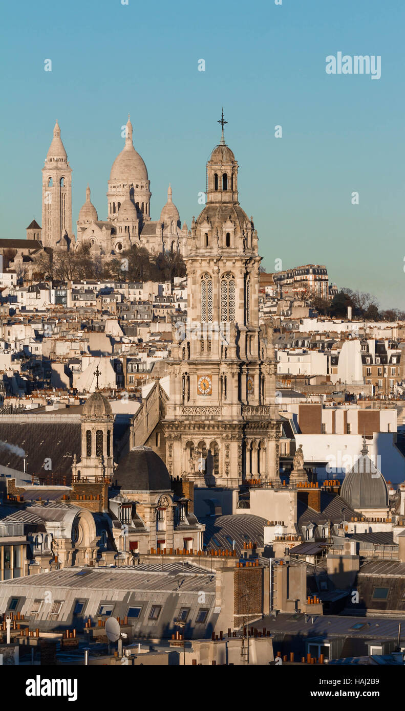 The Saint Trinity church and Sacre Coeur basilica in the background ...