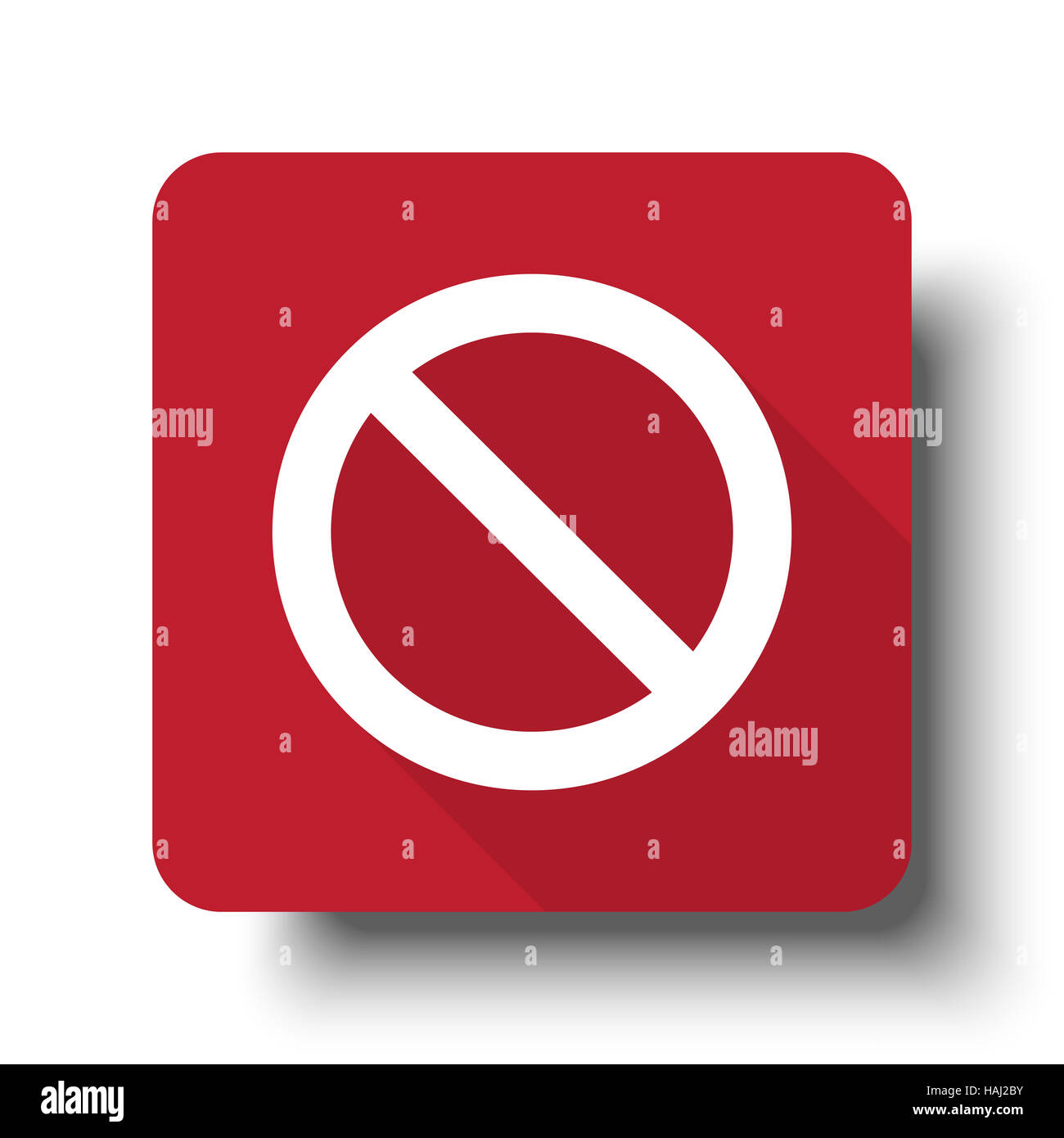 Flat Forbidden web icon on red button with drop shadow Stock Photo - Alamy