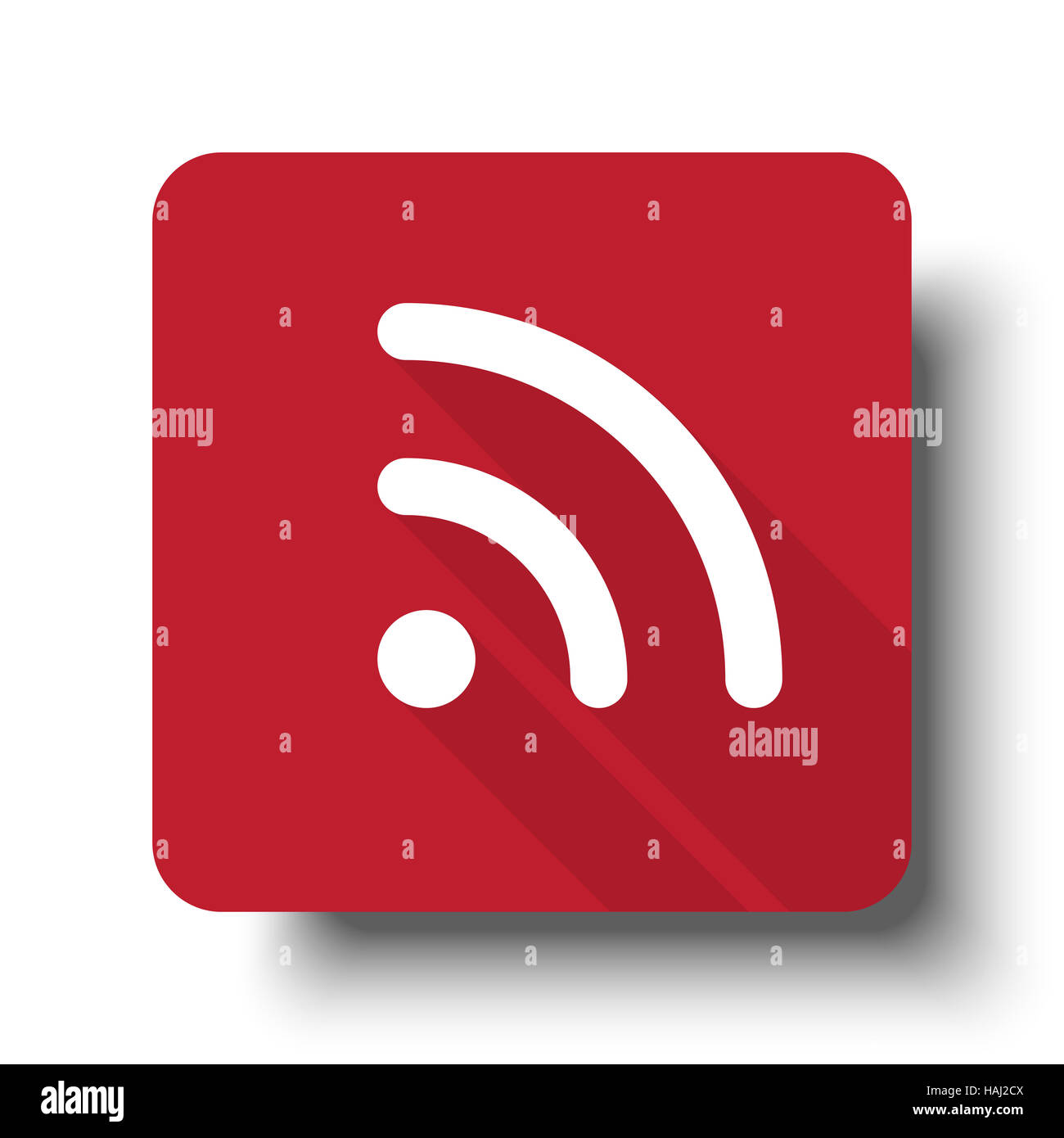 Flat Rss web icon on red button with drop shadow Stock Photo - Alamy
