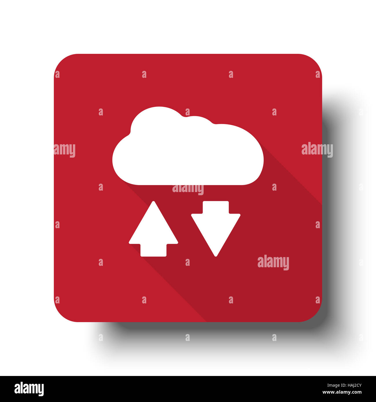 Flat Cloud Computing web icon on red button with drop shadow Stock ...