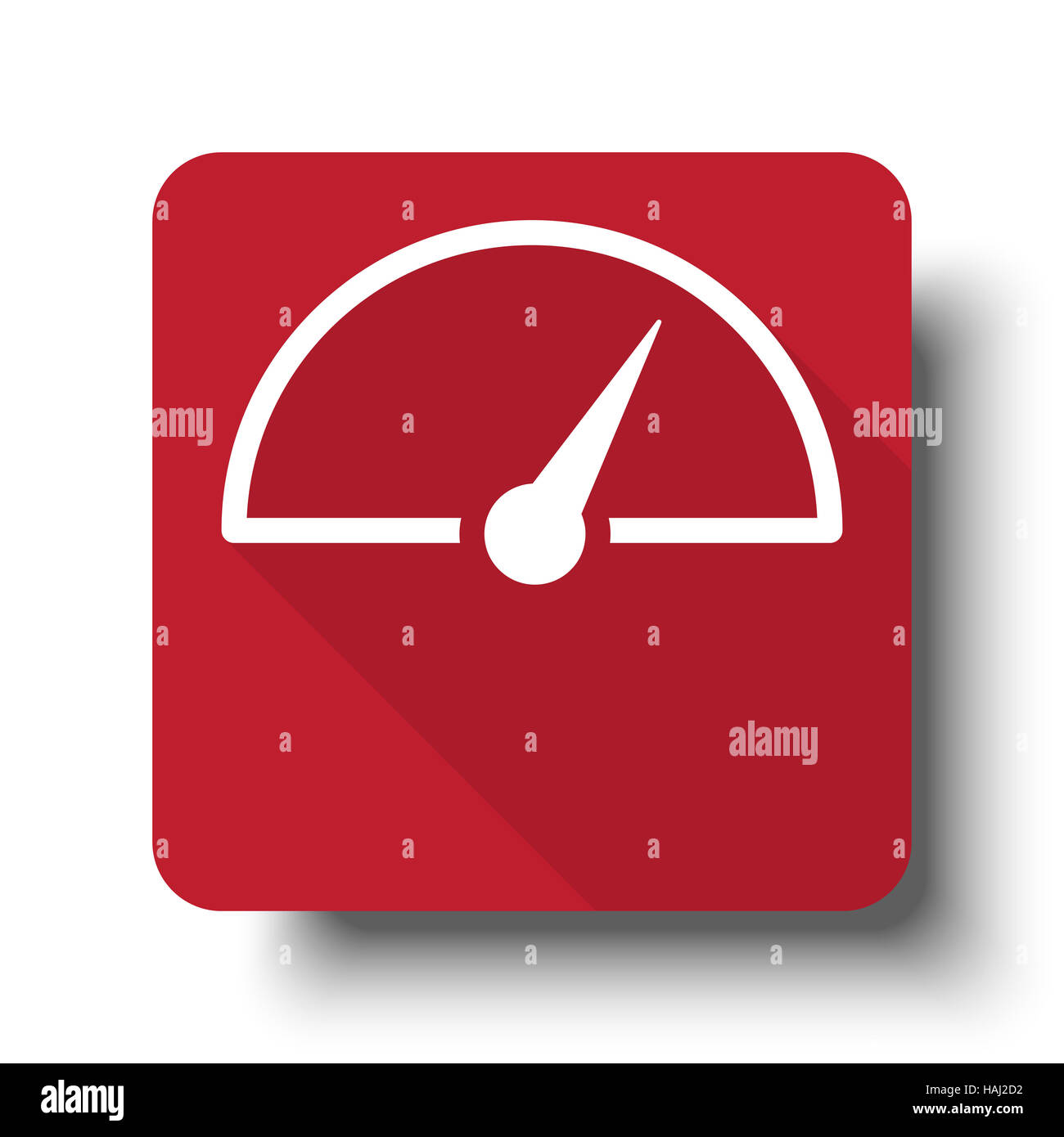 Flat Speed Meter web icon on red button with drop shadow Stock Photo ...