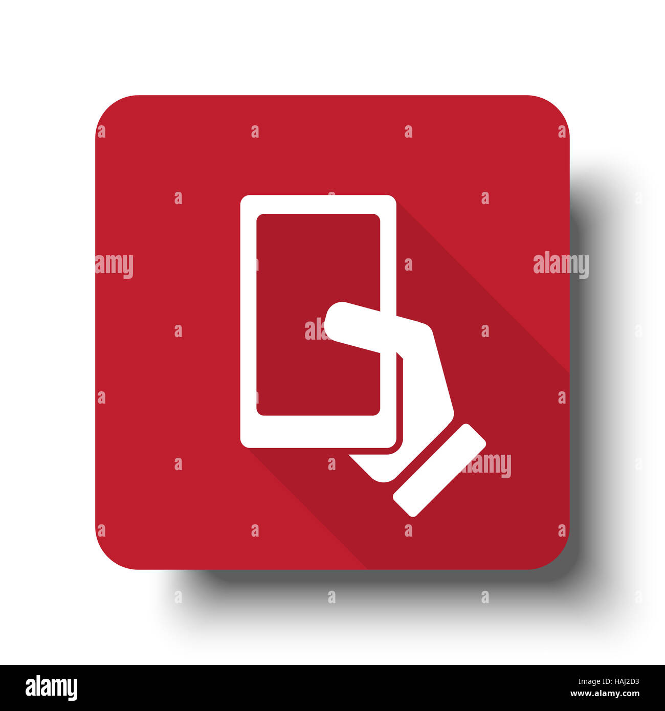 Flat Smartphone web icon on red button with drop shadow Stock Photo - Alamy