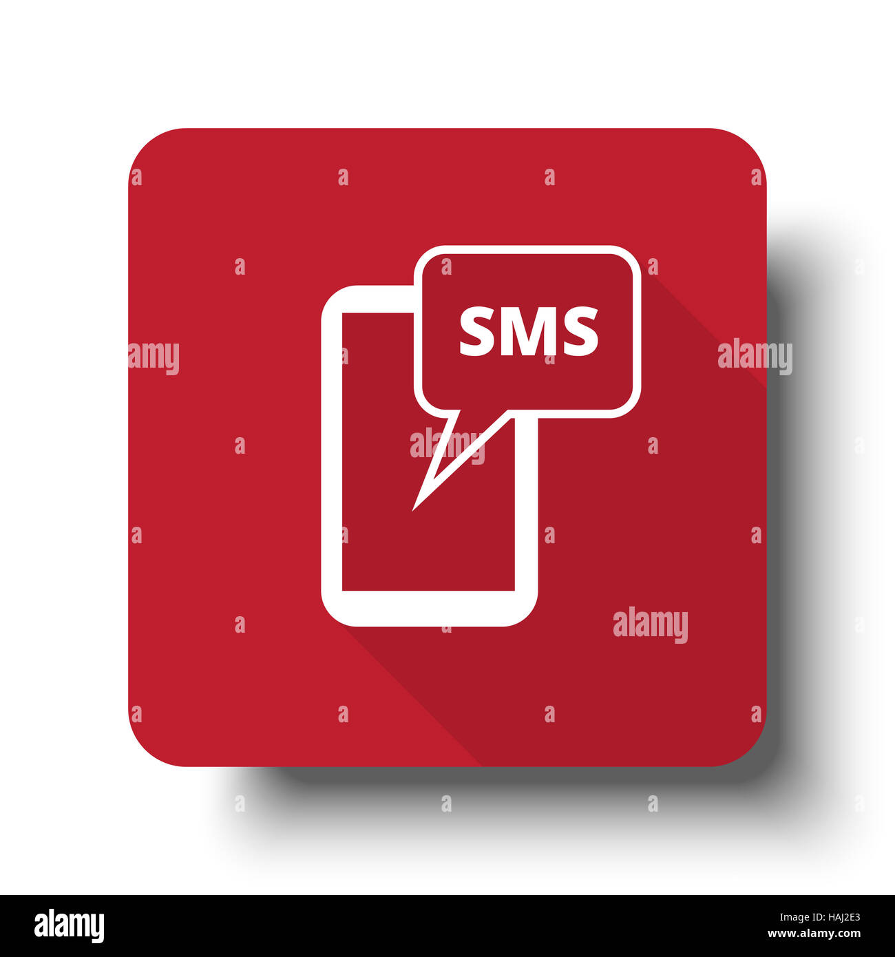 Flat Sms web icon on red button with drop shadow Stock Photo - Alamy