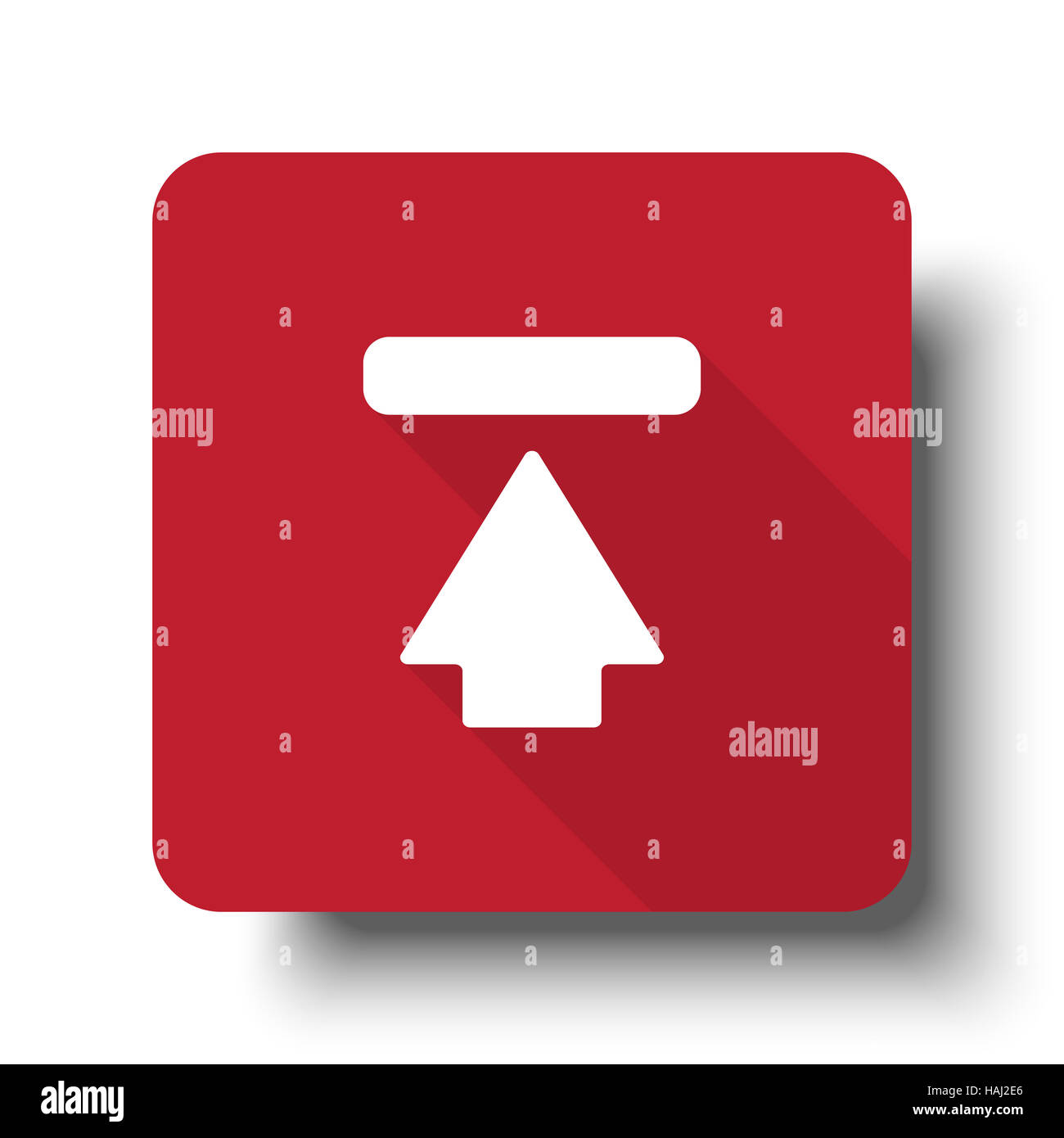 Flat Upload web icon on red button with drop shadow Stock Photo - Alamy