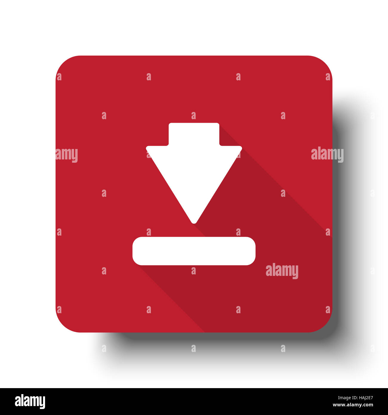 Flat Download web icon on red button with drop shadow Stock Photo - Alamy