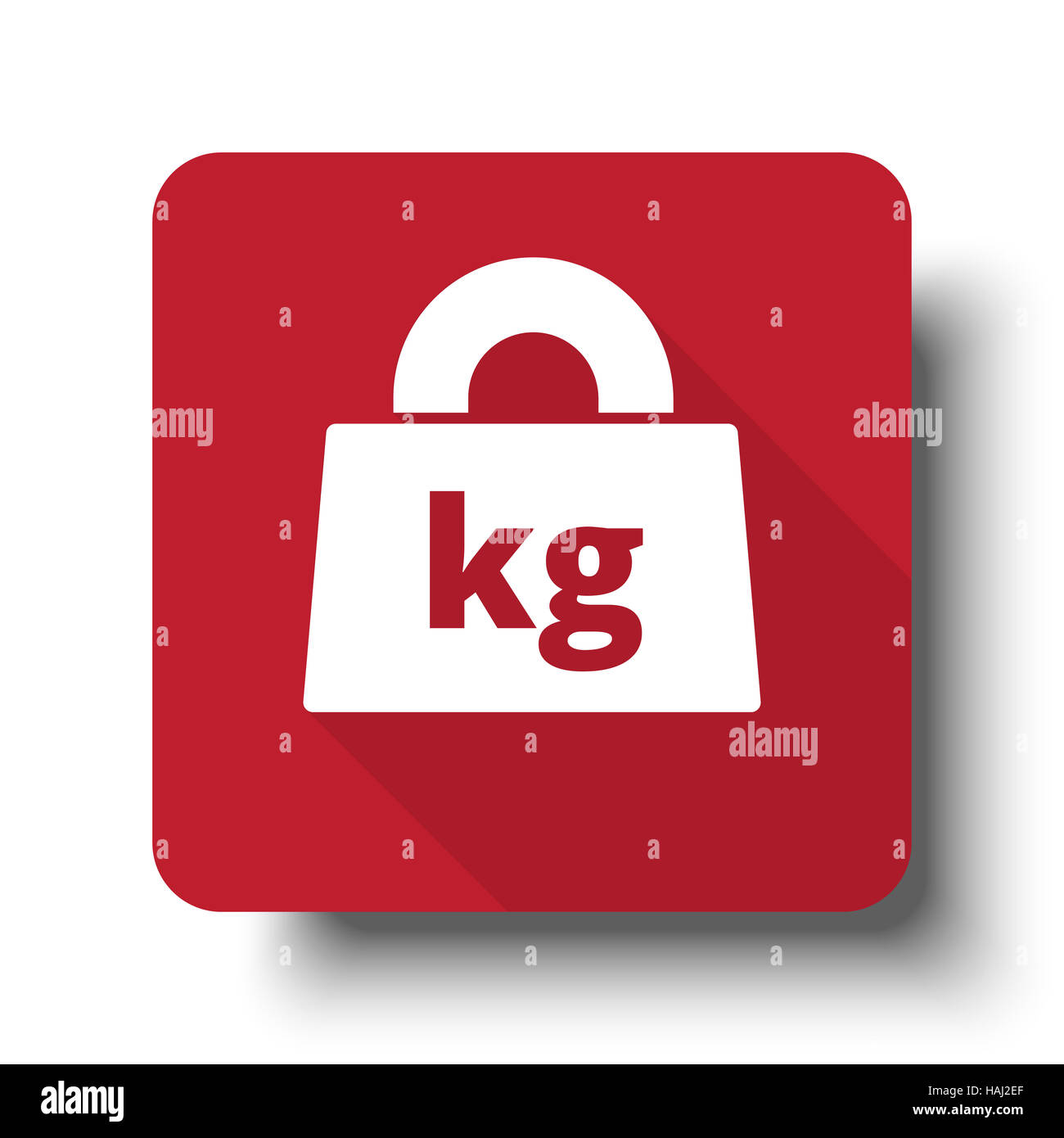Flat Weight Kilograms web icon on red button with drop shadow Stock ...