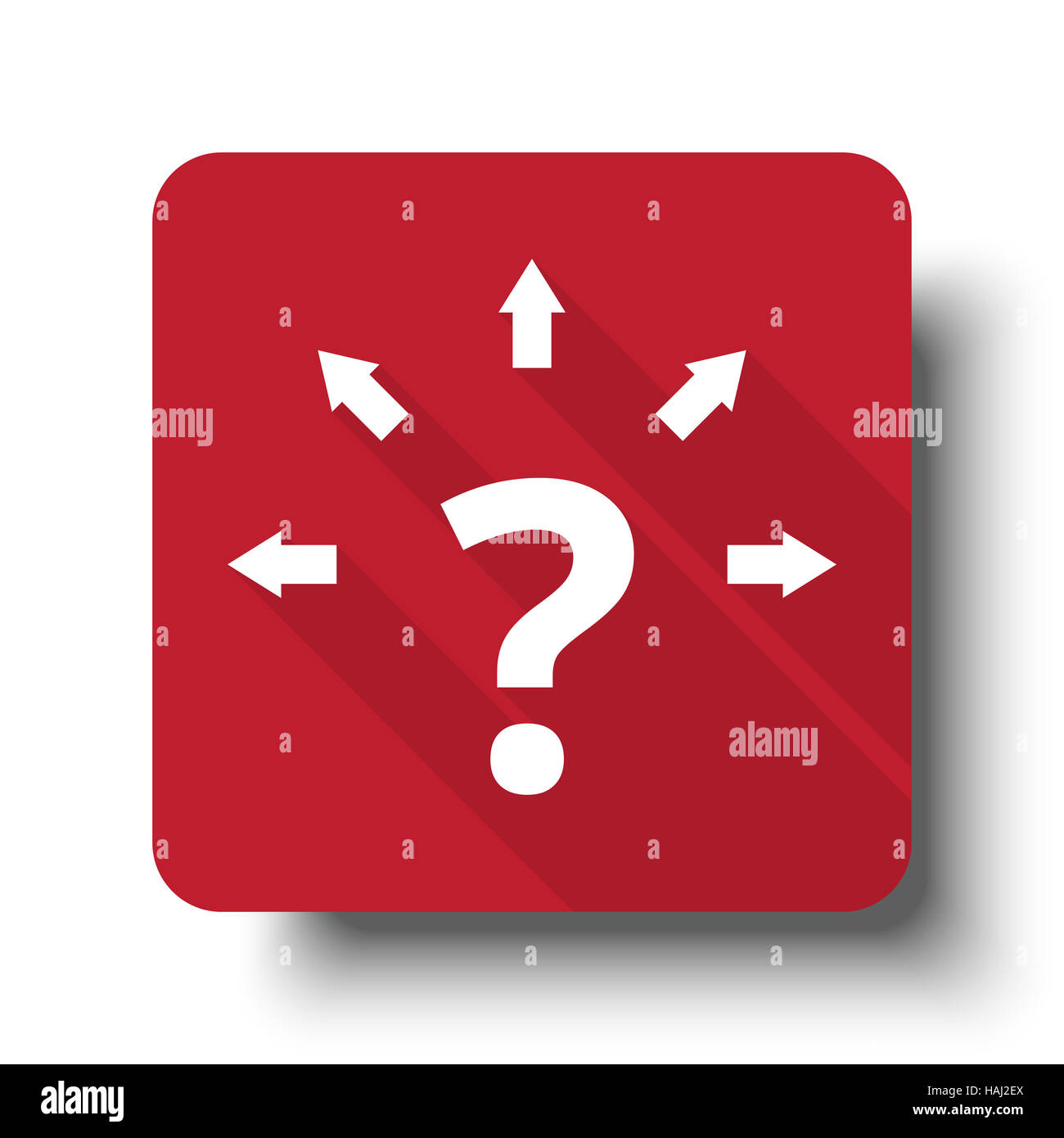 Flat Question Mark Arrows web icon on red button with drop shadow Stock ...