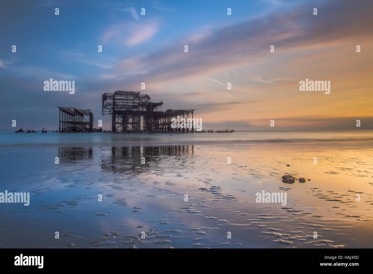 Beautiful sunset at the West Pier Stock Photo - Alamy