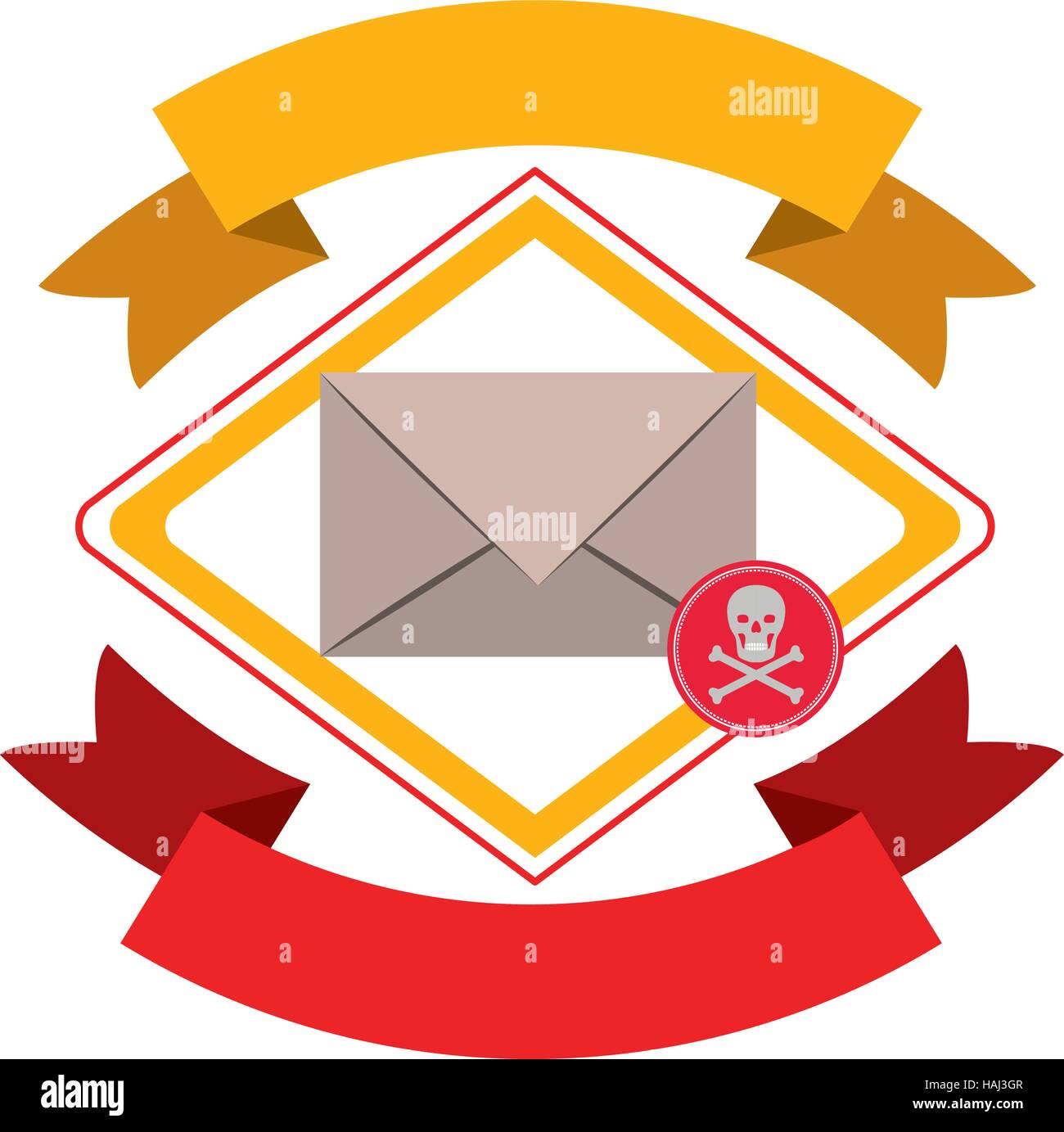 Envelope and skull icon. Security system warning protection and danger ...
