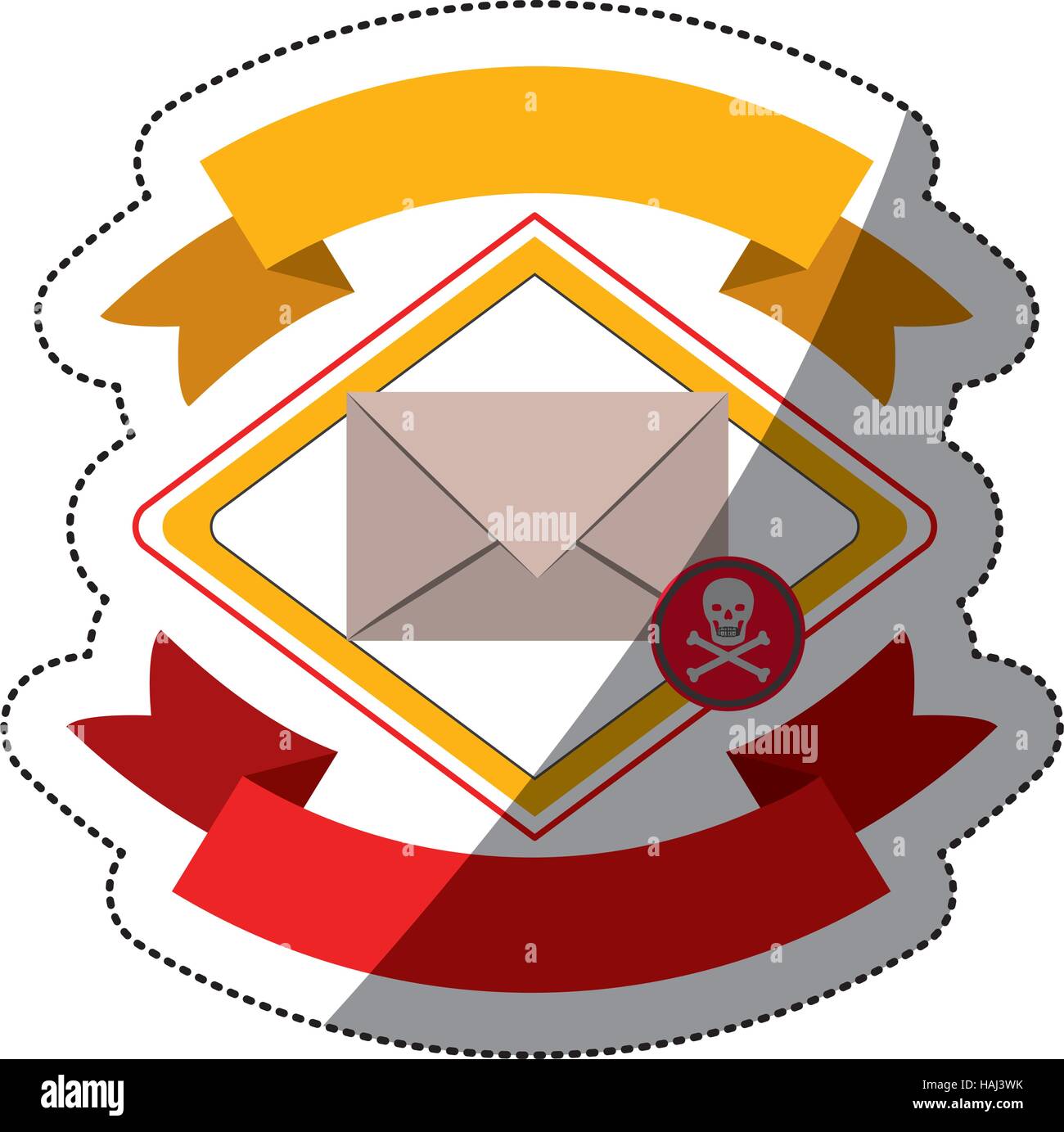Envelope and skull icon. Security system warning protection and danger ...