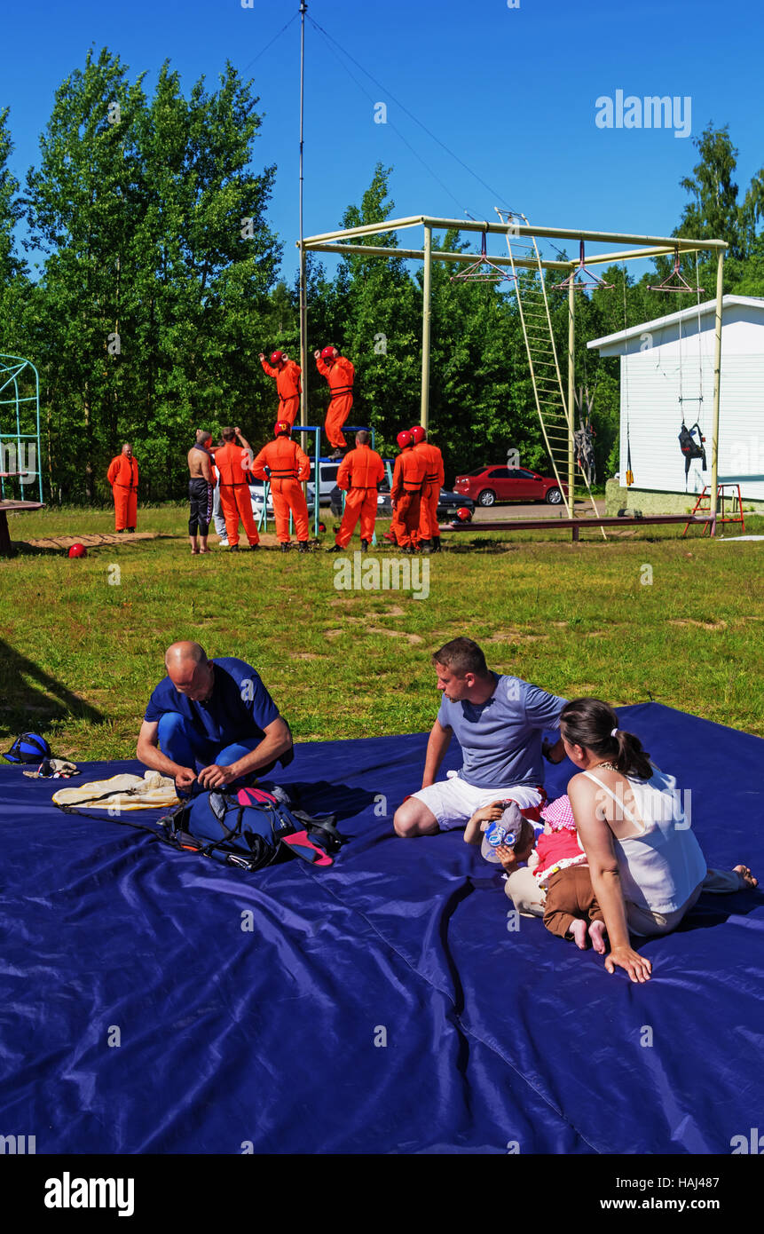 Parachutists - 2015.Skydivers and their child Stock Photo - Alamy