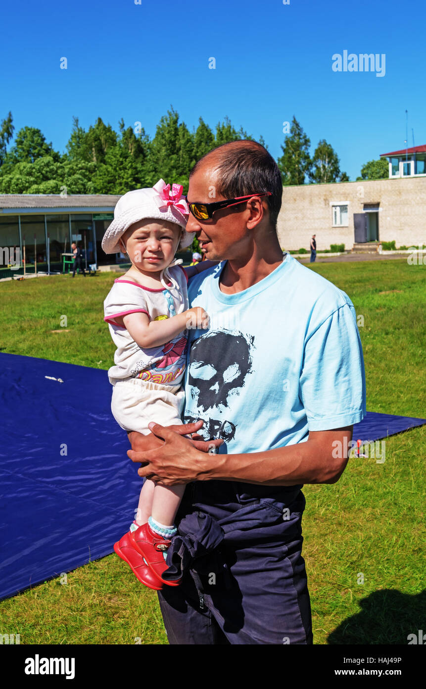 Parachutists - 2015.Skydivers and their child Stock Photo - Alamy