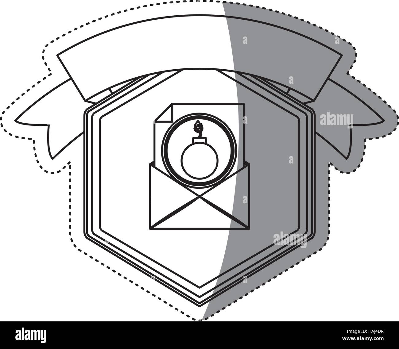 Envelope and bomb icon. Security system warning protection and danger ...