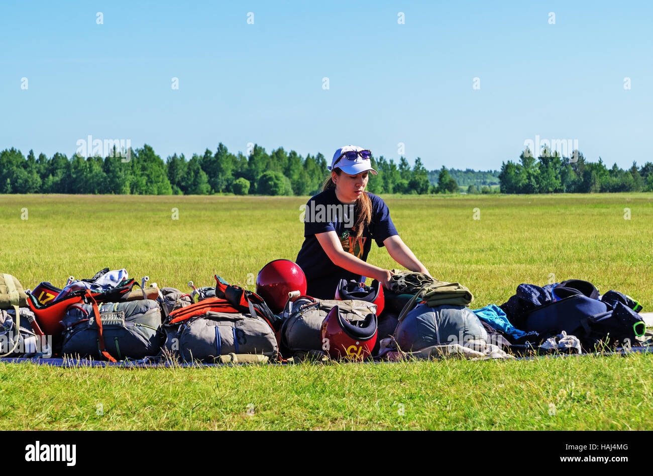 Parachutists - 2015.Packing of parachute Stock Photo - Alamy