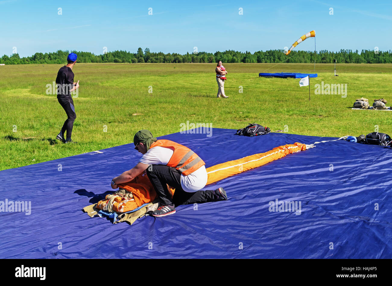 Parachutists - 2015.Packing of parachute Stock Photo - Alamy