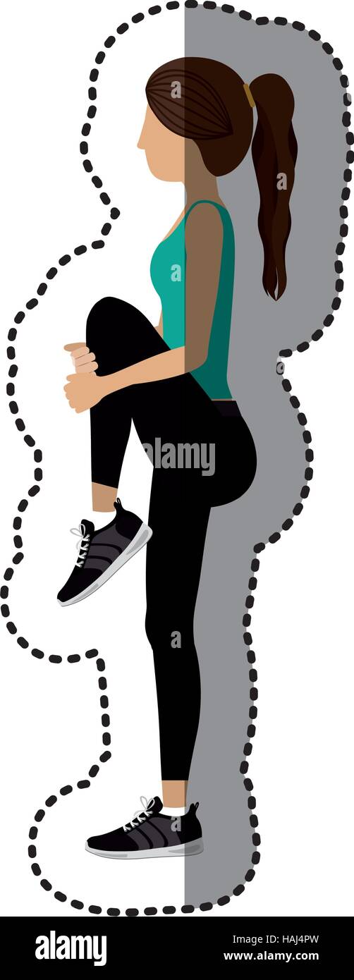 Girl doing exercise icon. Fitness gym sport and bodybuilding theme ...