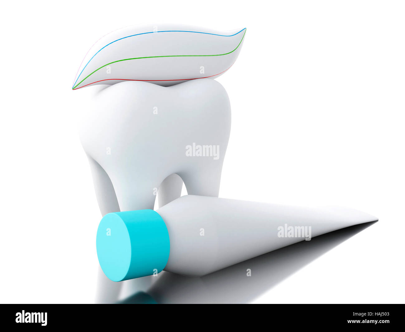3D Illustration. Tooth with toothpaste. dental hygiene and health ...