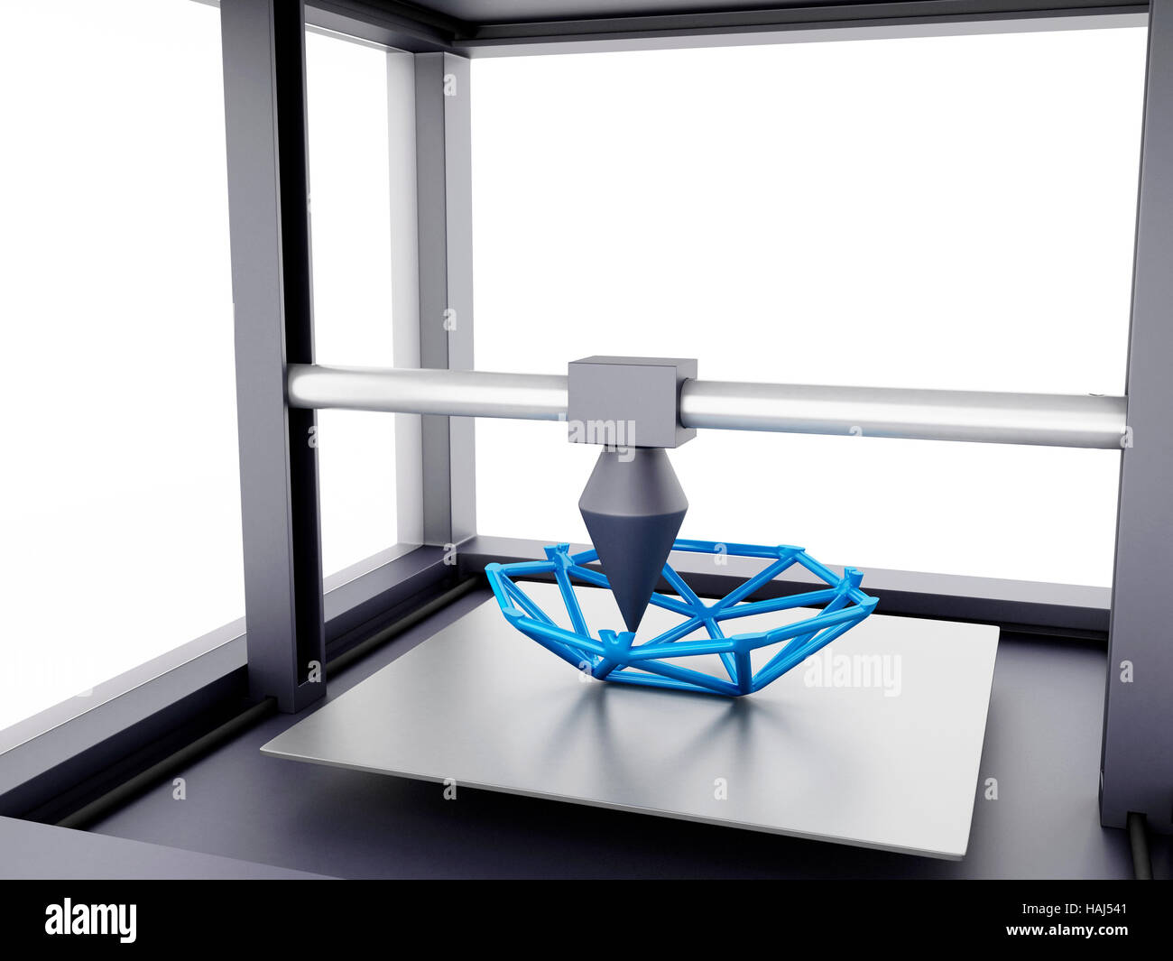 3D Illustration. Three dimensional printer. New technology concept ...