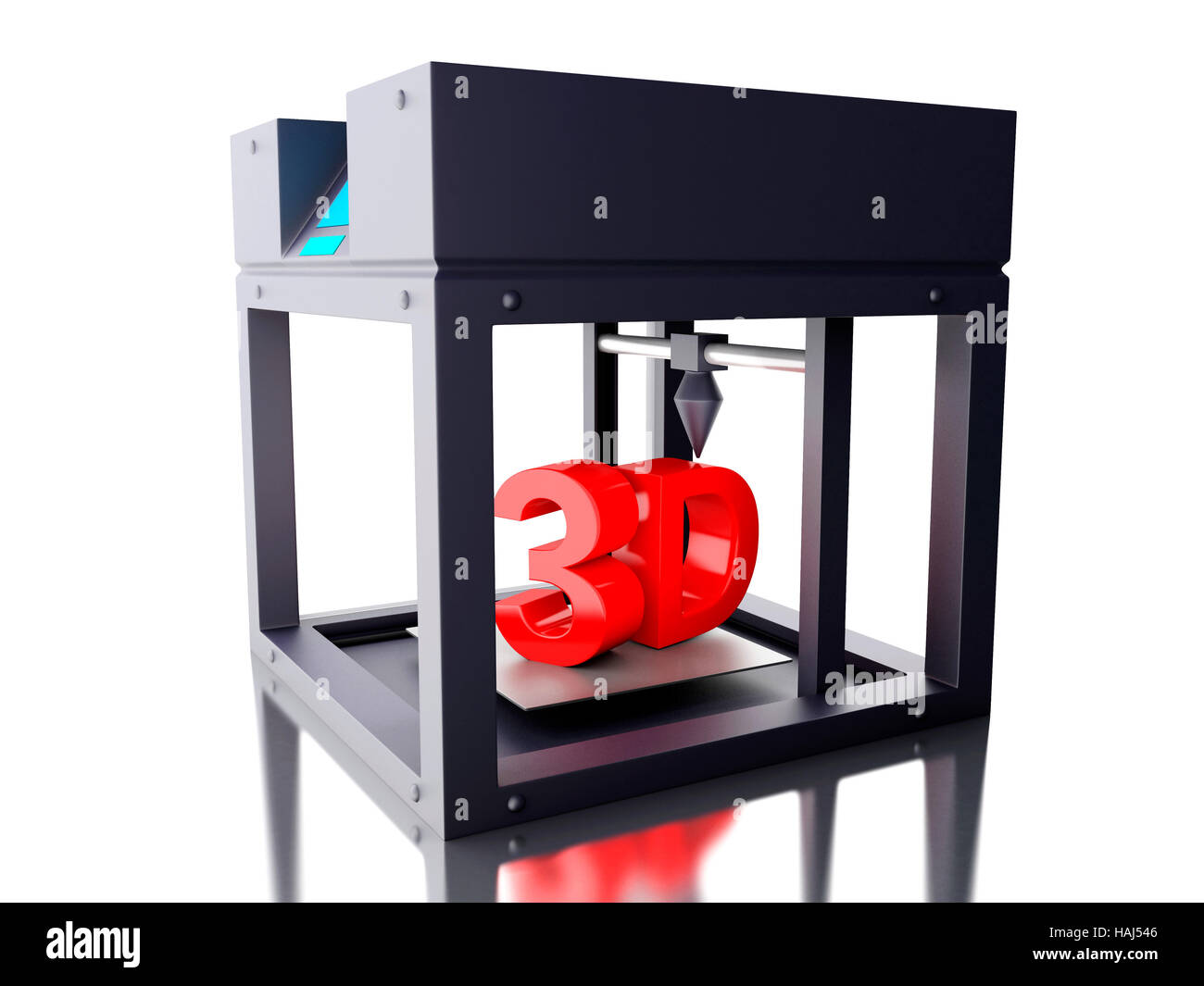 3D Illustration. Three dimensional printer. New technology concept ...