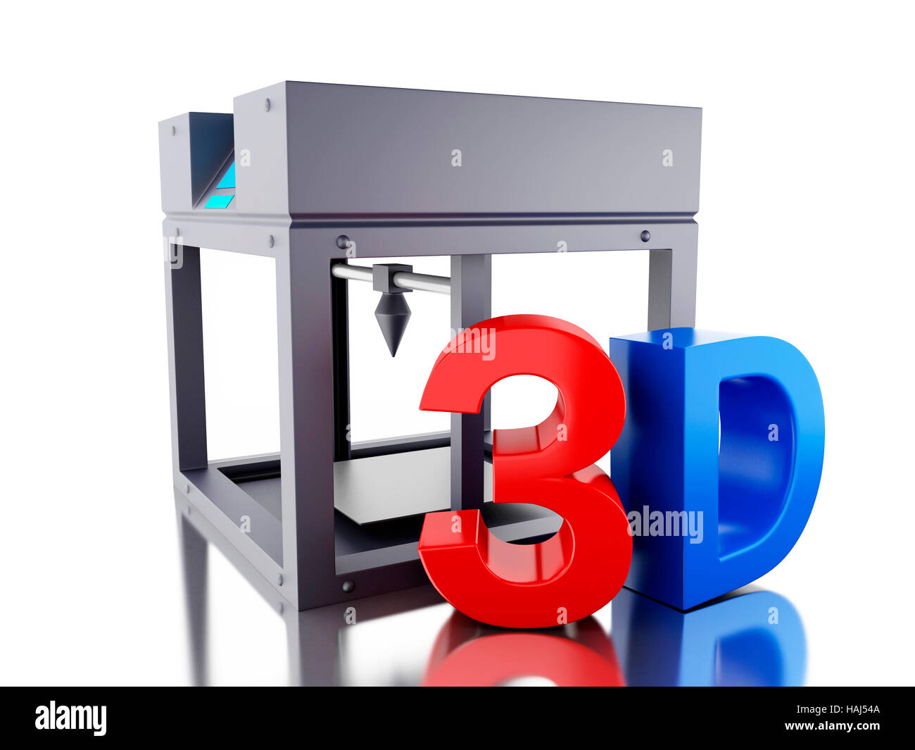 3D Illustration. Three dimensional printer. New technology concept ...