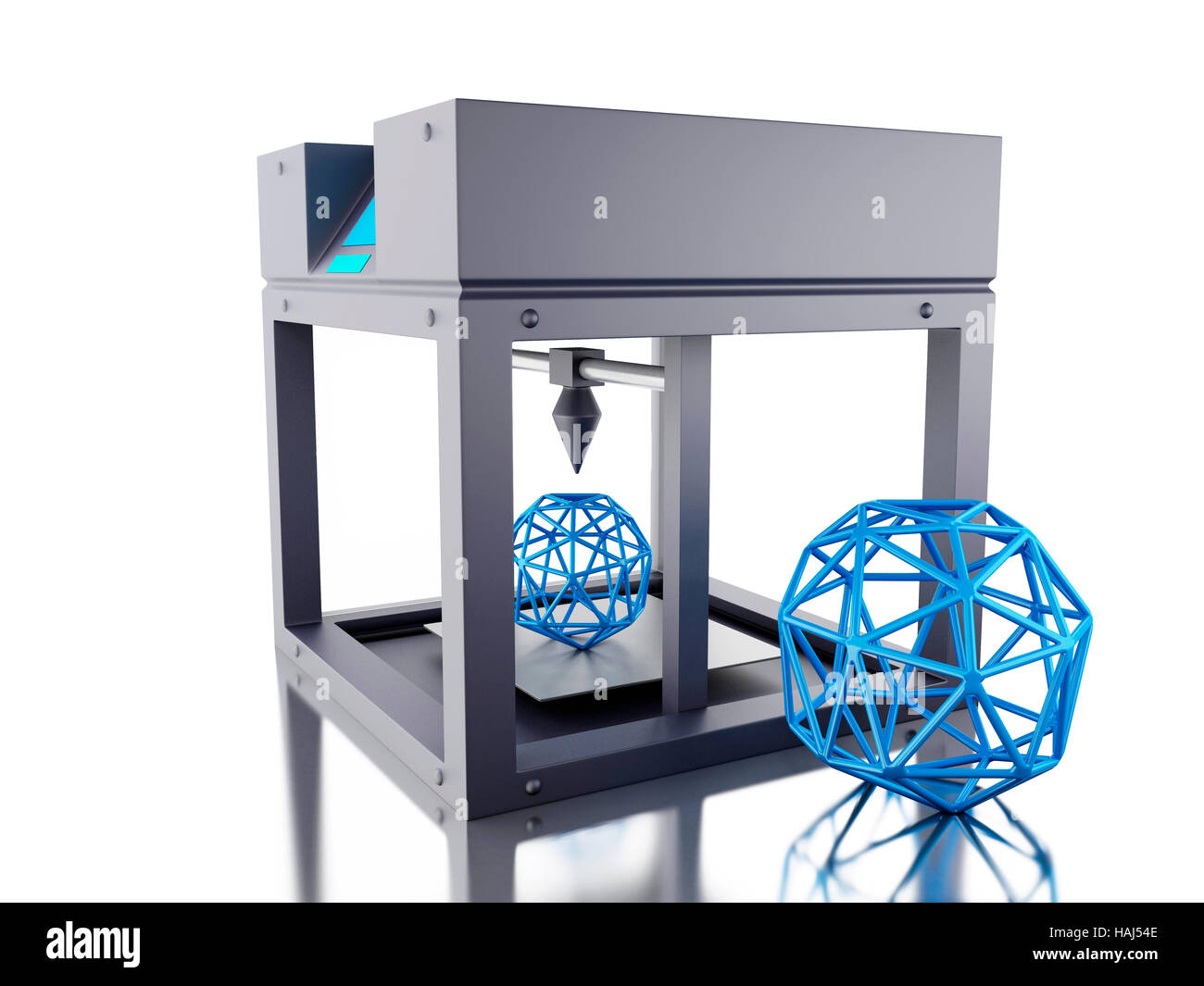 3D Illustration. Three dimensional printer. New technology concept ...