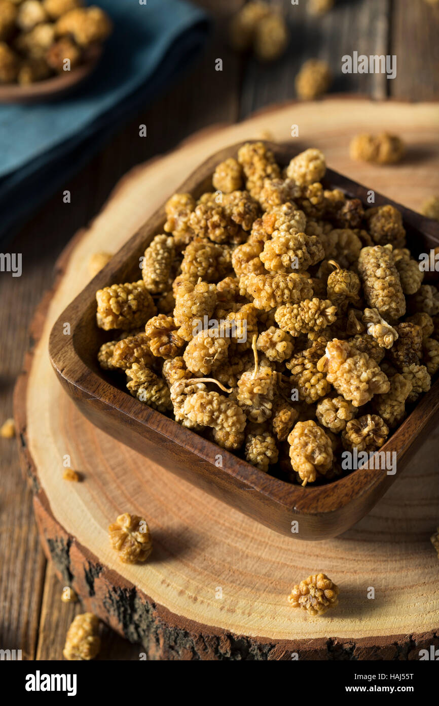 Raw White Dried Mulberries in a Bowl Stock Photo - Alamy