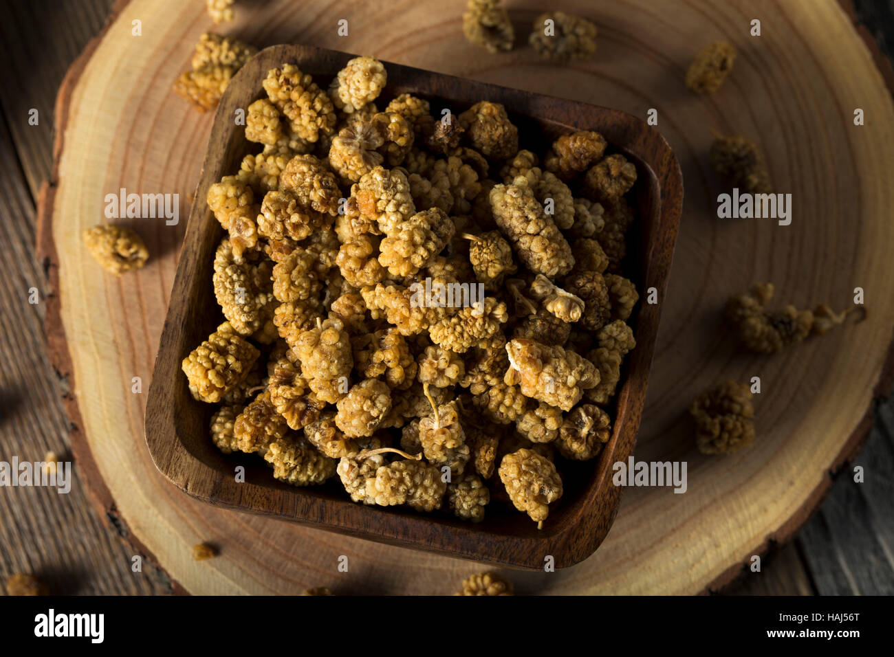 Raw White Dried Mulberries in a Bowl Stock Photo - Alamy