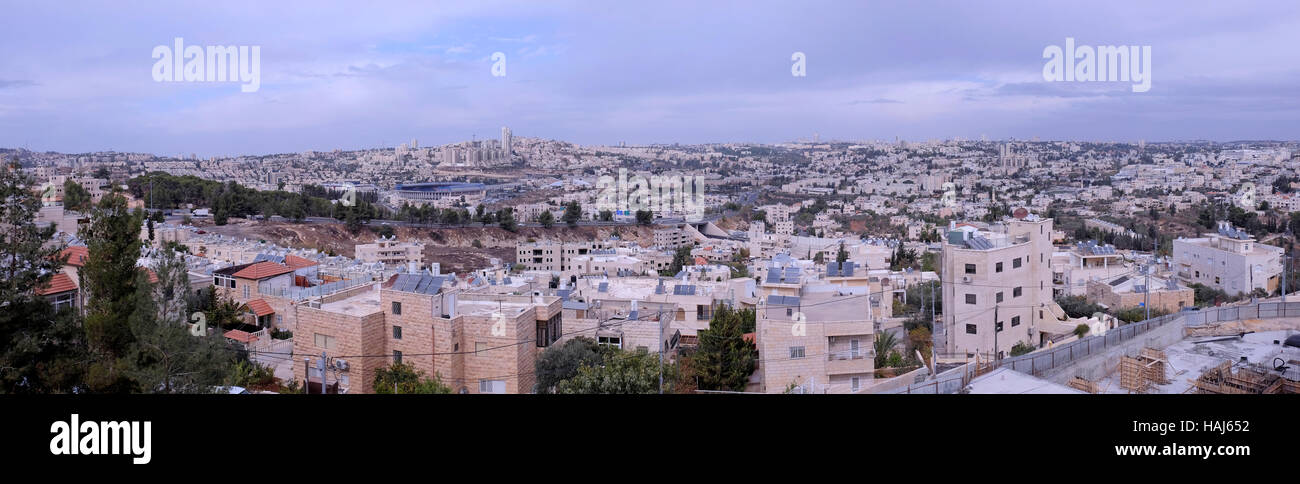 Panoramic view toward Jewish neighborhoods in West Jerusalem across ...