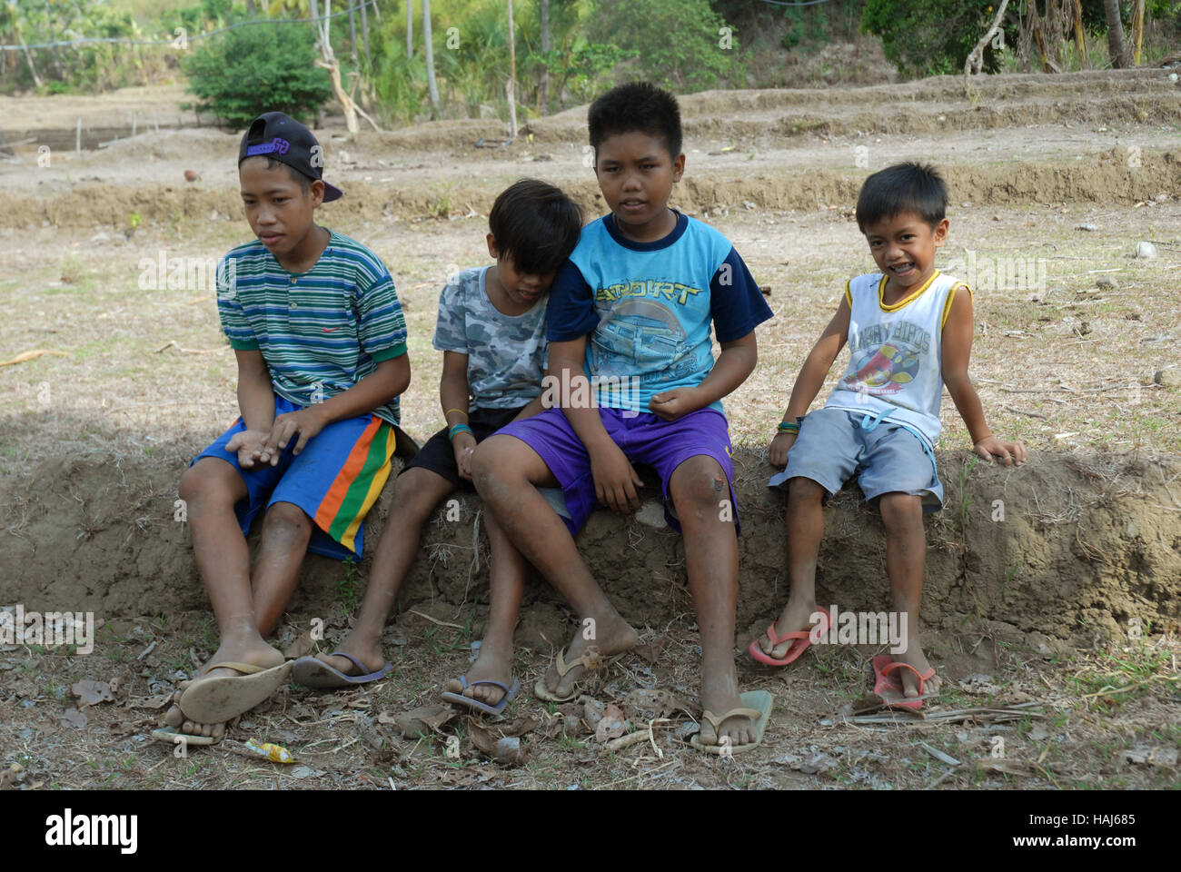 Group of children, Jungle, Lawigan, San, Joaquin, Iloilo, Philippines ...