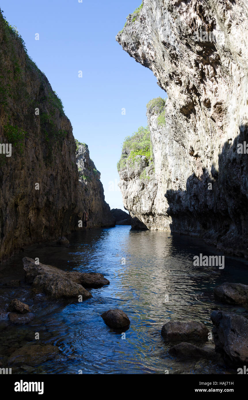 Cliffs and sea, Matapa Chasm, Niue, South Pacific, Oceania Stock Photo ...
