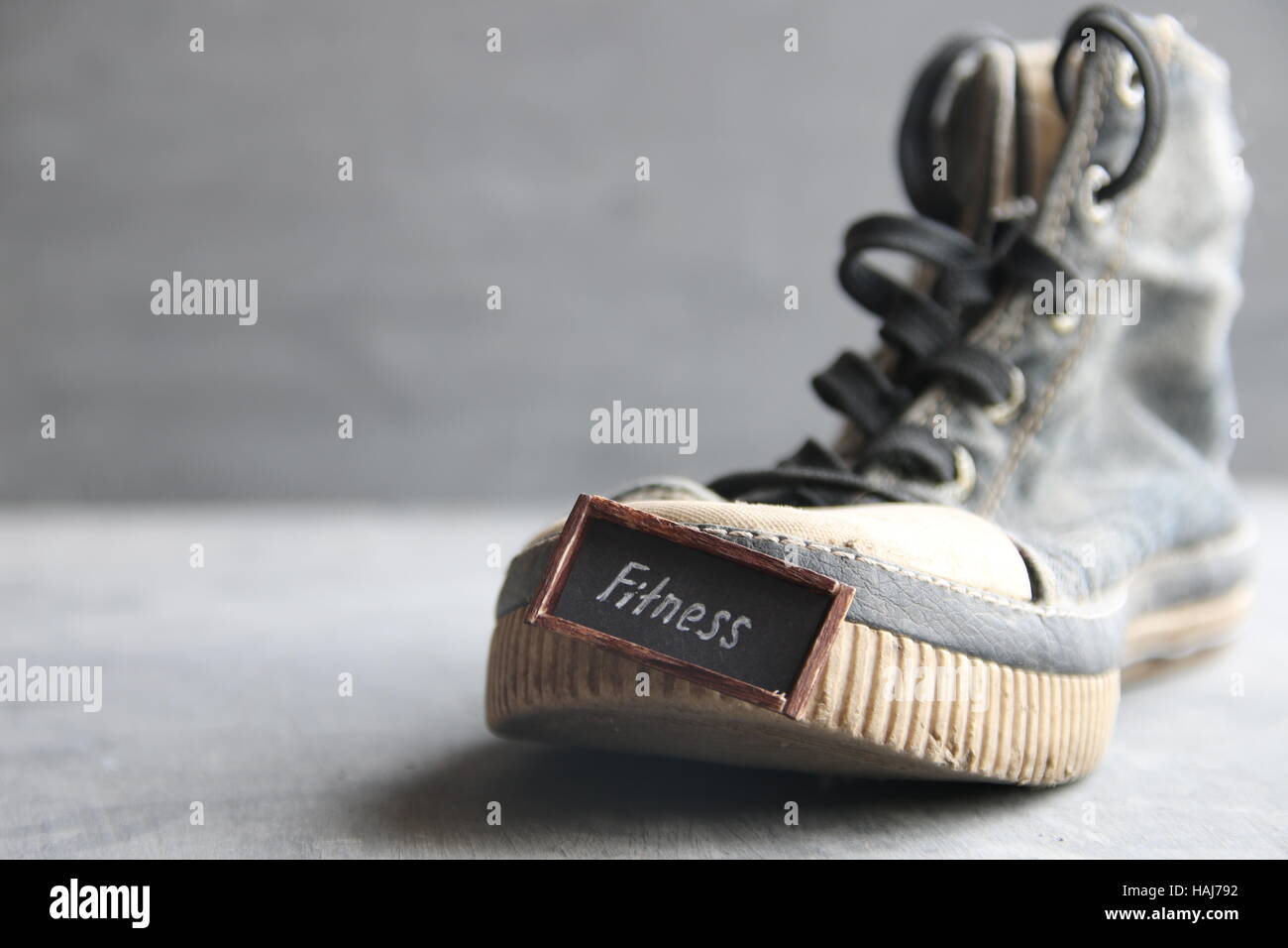 Fitness - text on Sneakers Stock Photo - Alamy