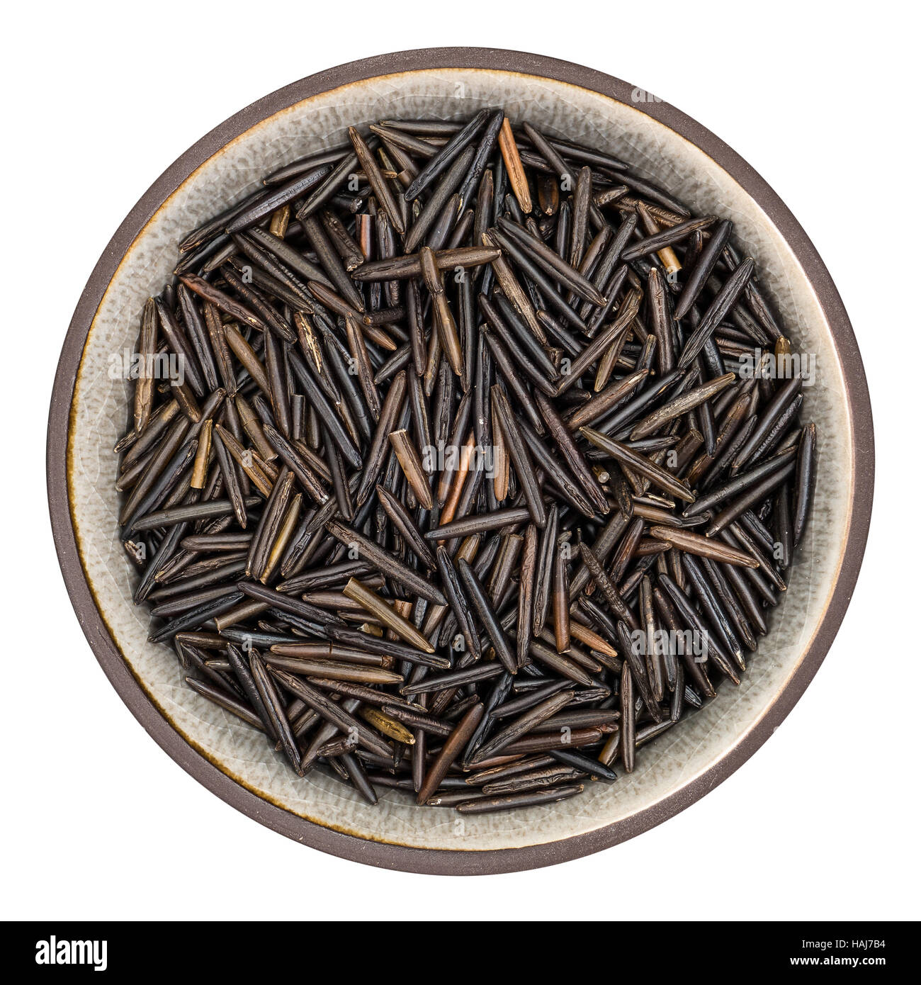 Organic Wild Rice in Bowl Isolated Top Stock Photo - Alamy