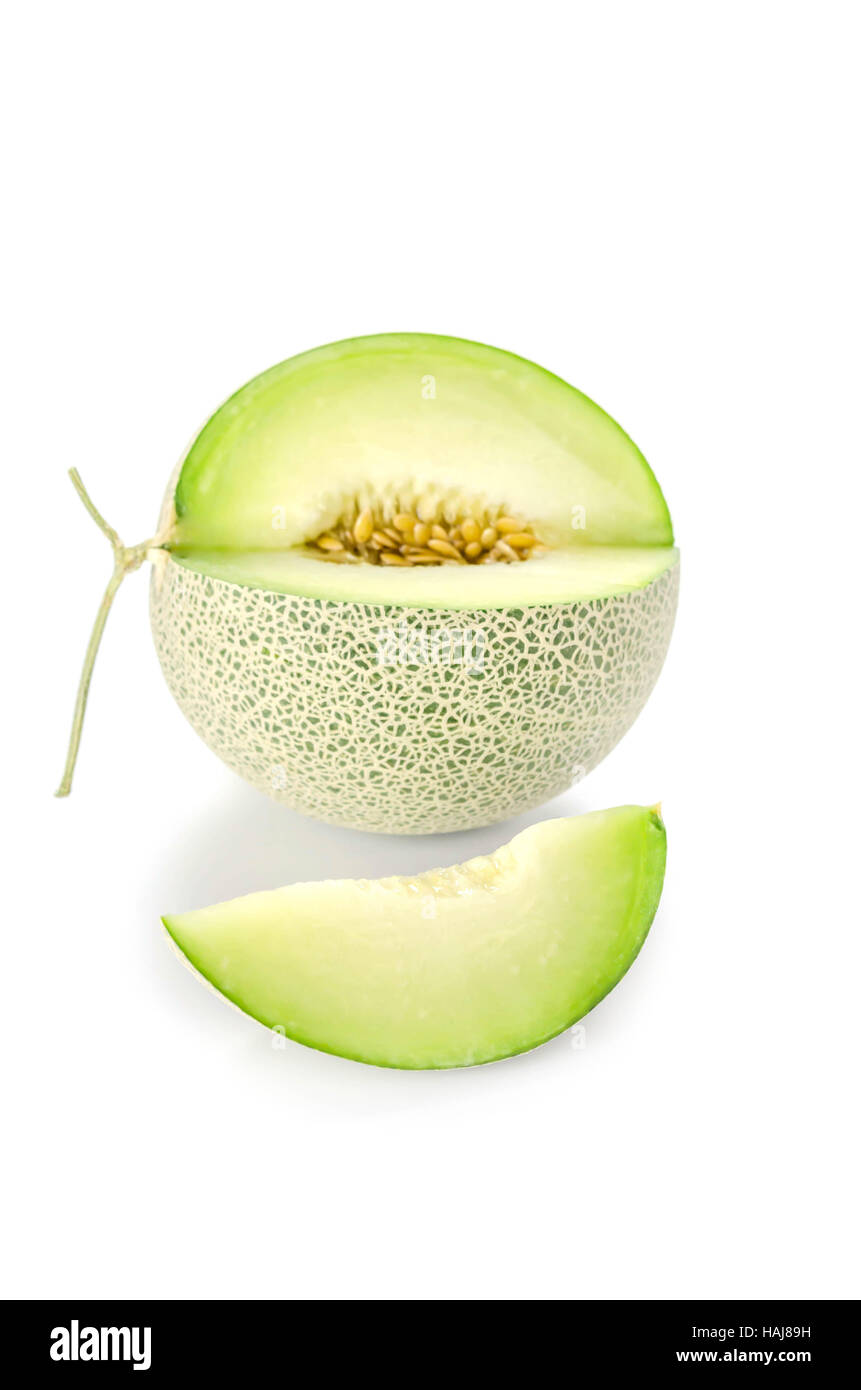 shopped green melon isolated on white background Stock Photo - Alamy