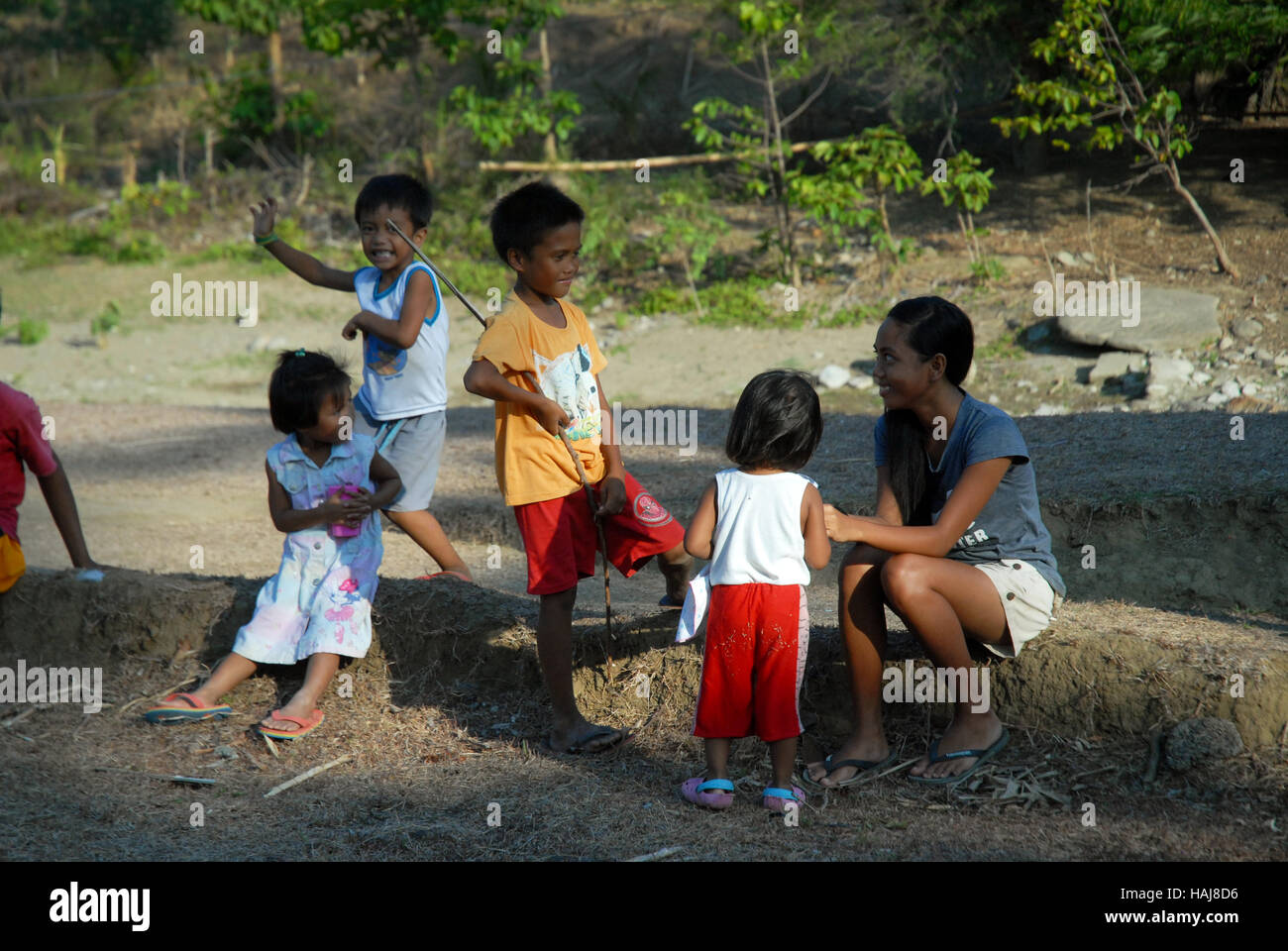 Group of children, Jungle, Lawigan, San, Joaquin, Iloilo, Philippines ...