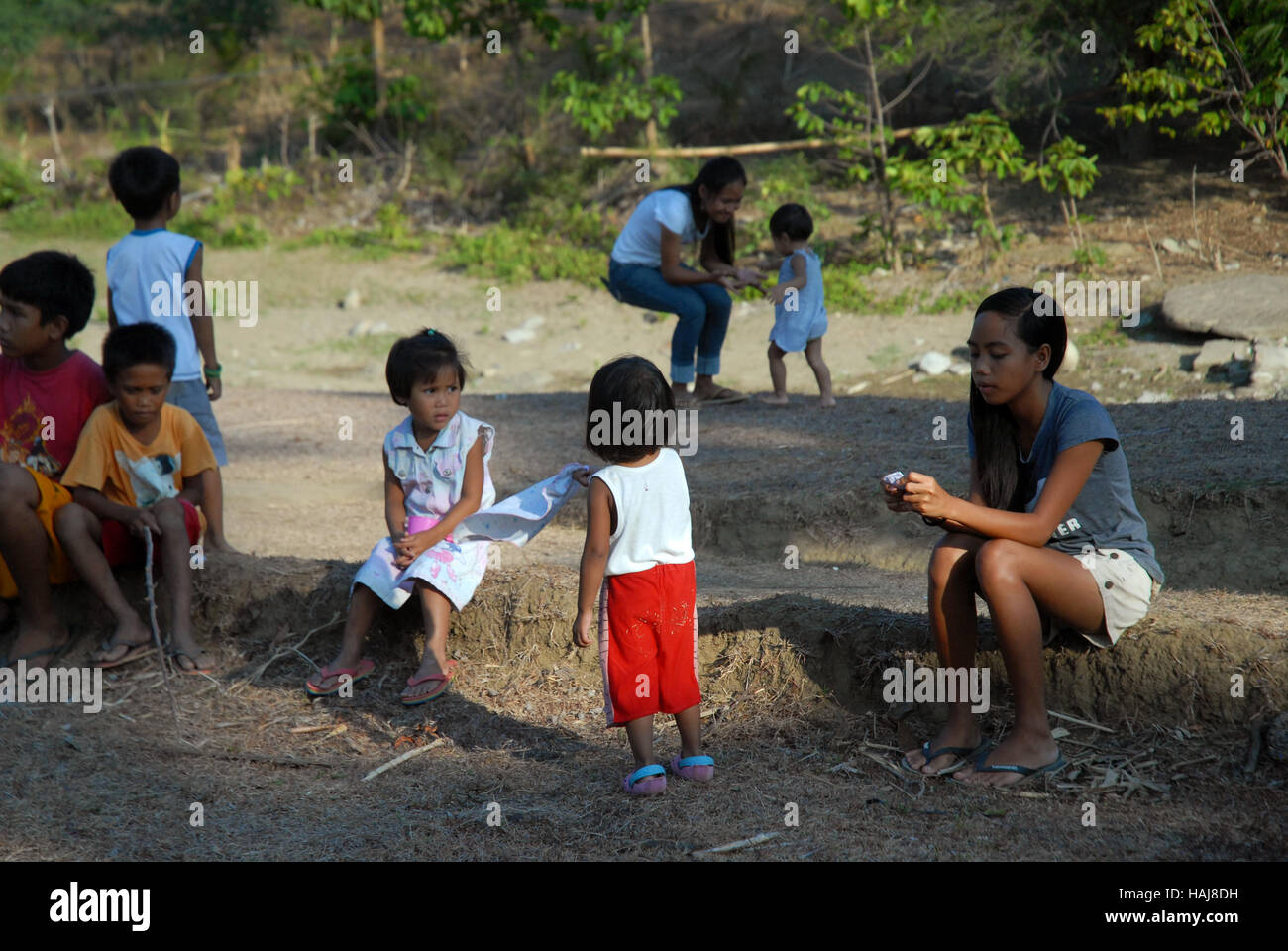 Group of children, Jungle, Lawigan, San, Joaquin, Iloilo, Philippines ...