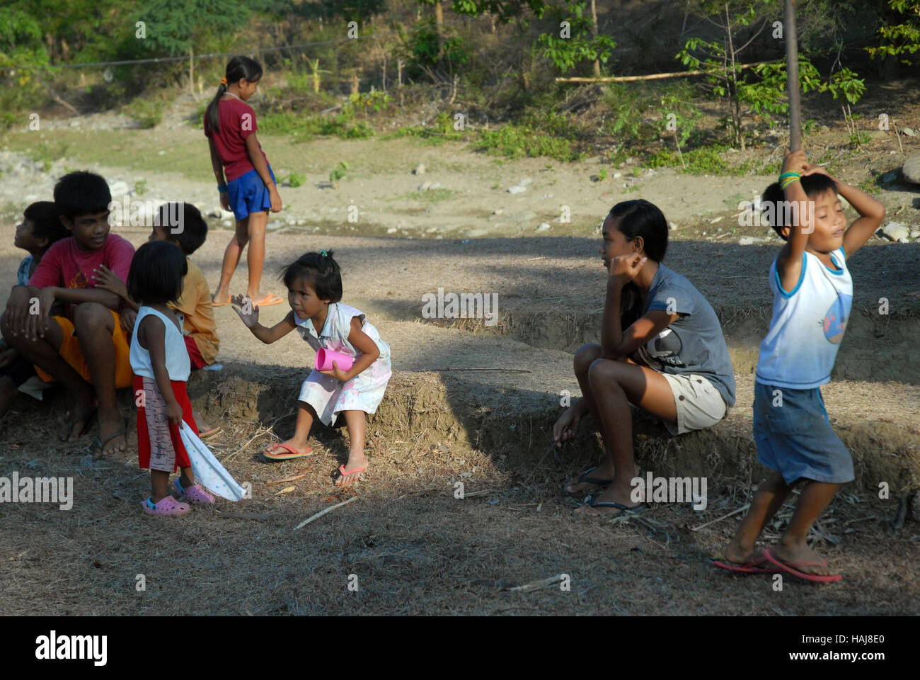 Group of children, Jungle, Lawigan, San, Joaquin, Iloilo, Philippines ...