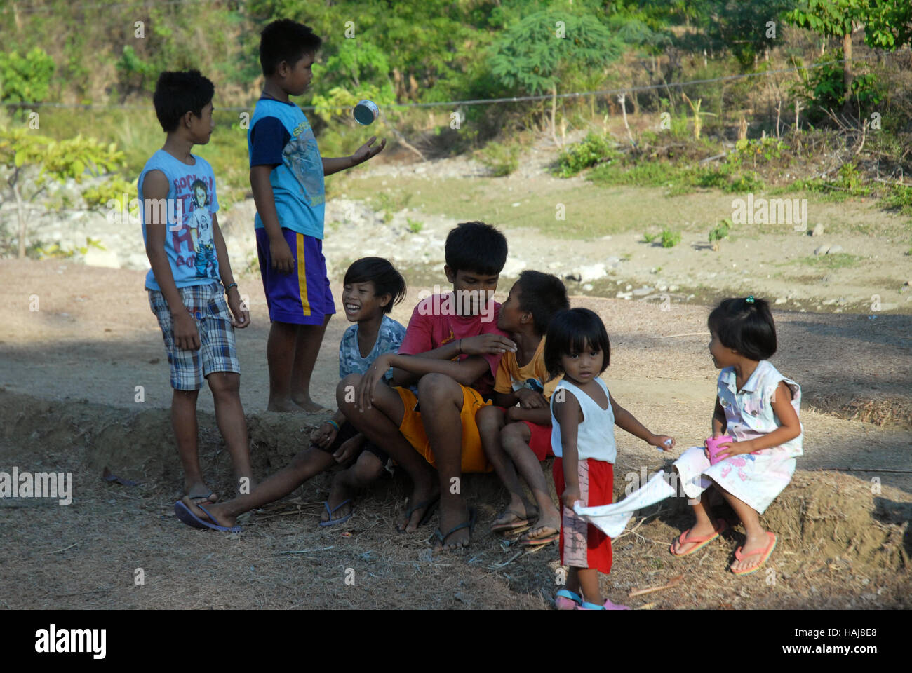 Group of children, Jungle, Lawigan, San, Joaquin, Iloilo, Philippines ...