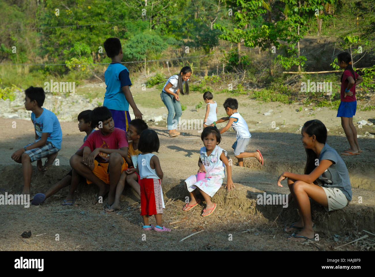 Group of children, Jungle, Lawigan, San, Joaquin, Iloilo, Philippines ...