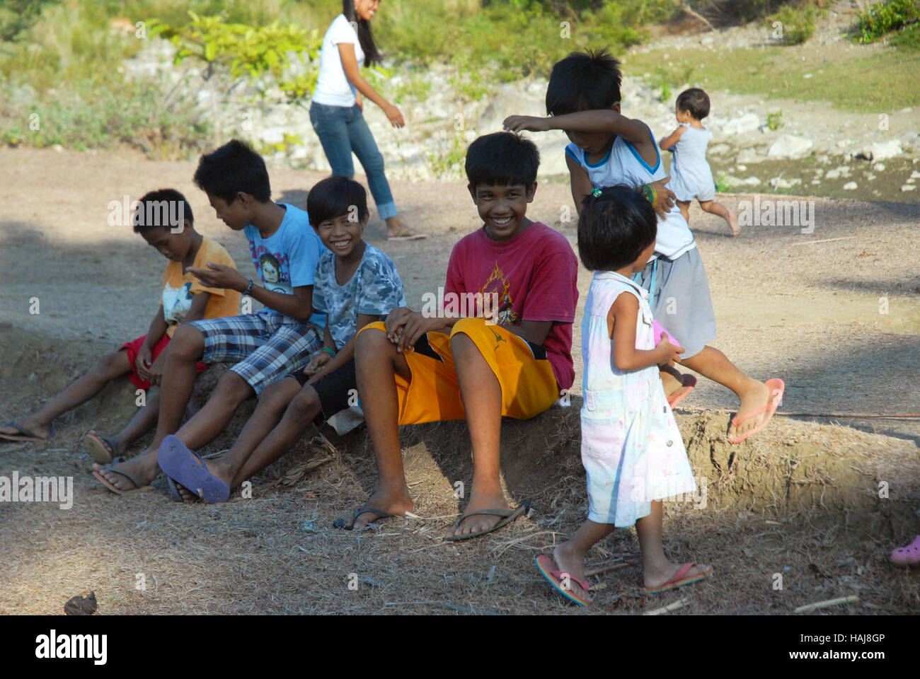 Group of children, Jungle, Lawigan, San, Joaquin, Iloilo, Philippines ...