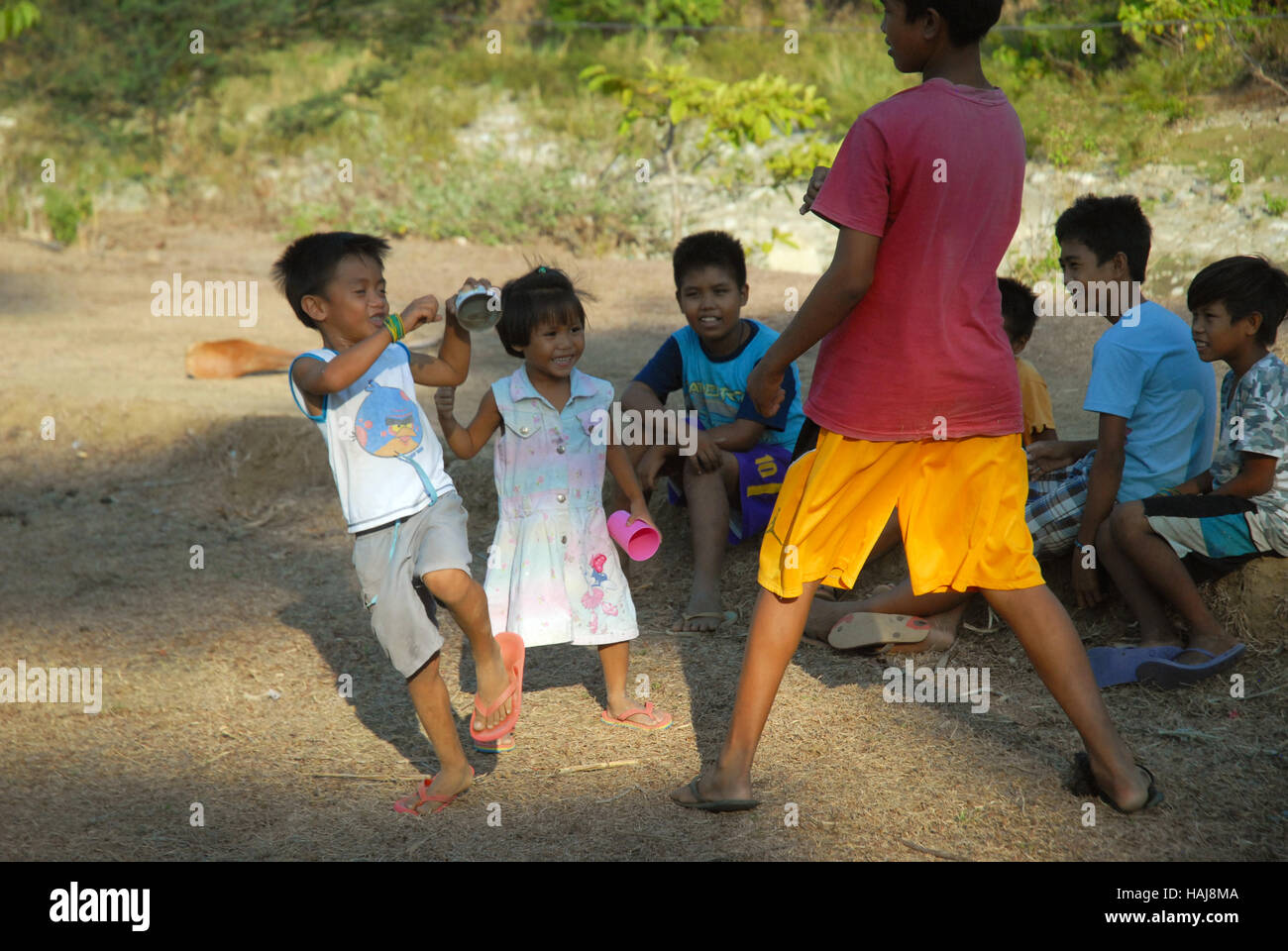 Group of children, Jungle, Lawigan, San, Joaquin, Iloilo, Philippines ...