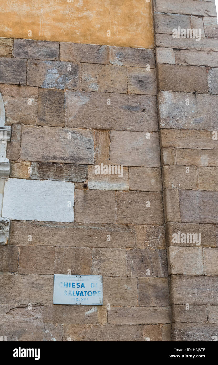 Stone block construction Church of Salvatore. Lucca city, Tuscany ...