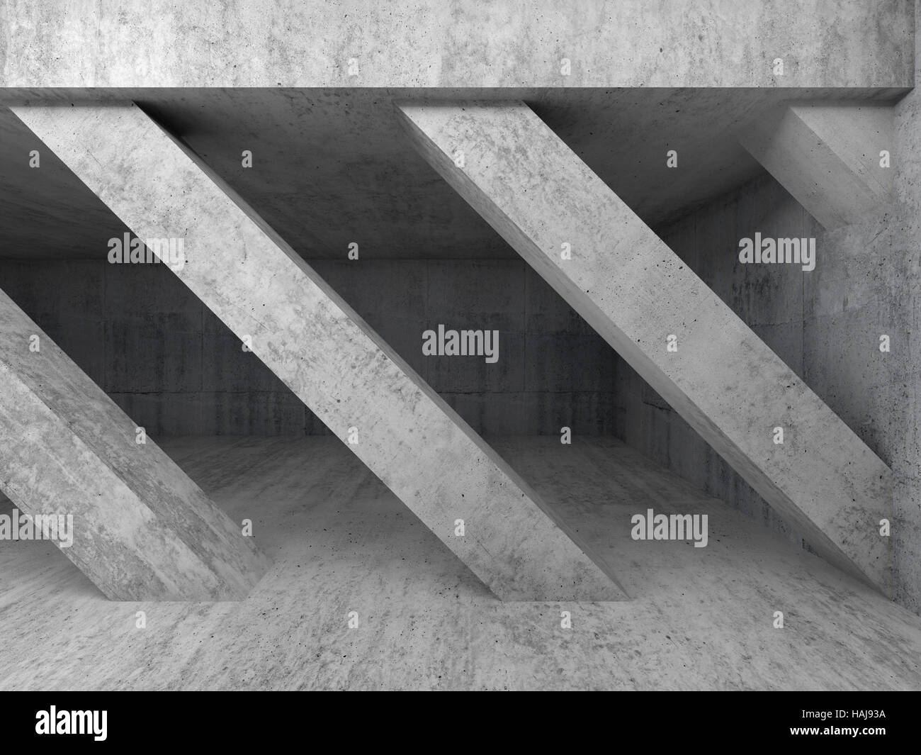 Abstract architecture background, empty interior with diagonal concrete ...